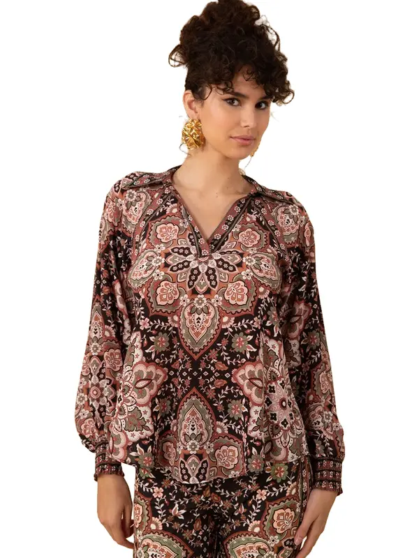 Hale Bob Braelynn Silk Blouse - Black