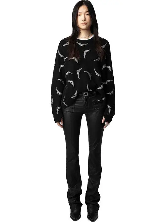 Zadig&Voltaire Markus Diamanté Wings Cashmere Sweater - Black