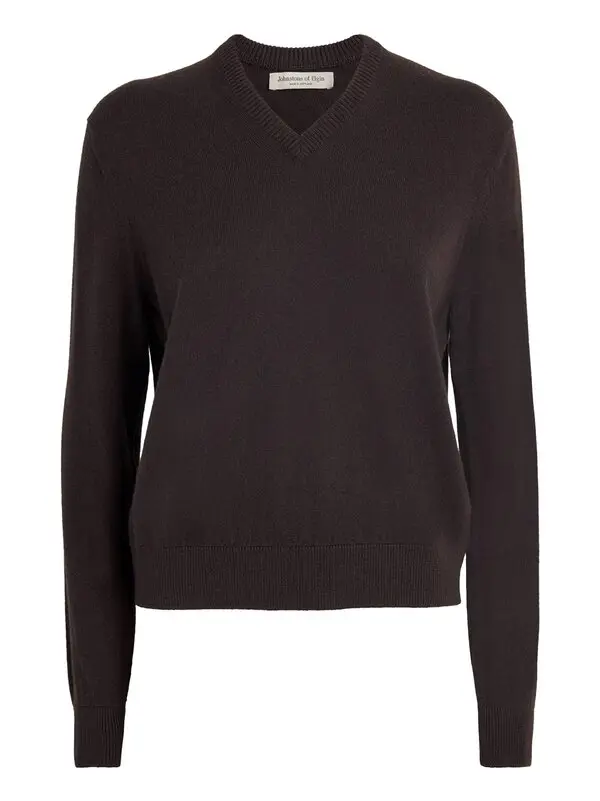 Johnstons Of Elgin Cashmere V-neck Sweater - Brown