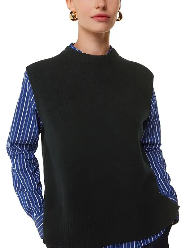 Whistles Wool Sleeveless Tank Top - Black