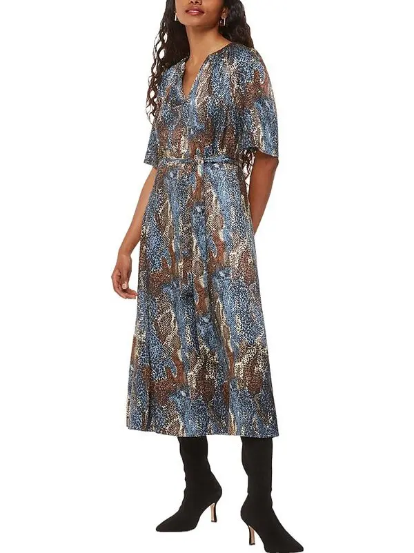 Whistles Petites Marlow Dashed Snake Print Midi Dress - Black/multi