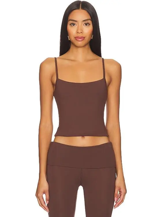 WELLBEING + BEINGWELL Loungewell Light Cameron Tank - Espresso Brown