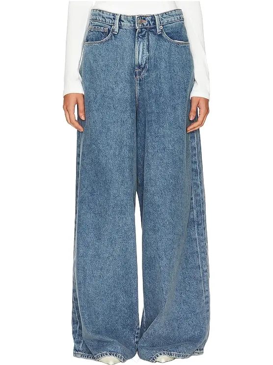 Good American Paneled Wide Leg Jeans - Indigo682