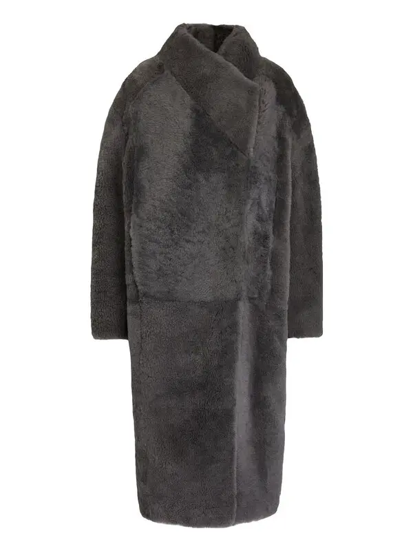 KARL DONOGHUE Wrap-effect Shearling Coat - Anthracite