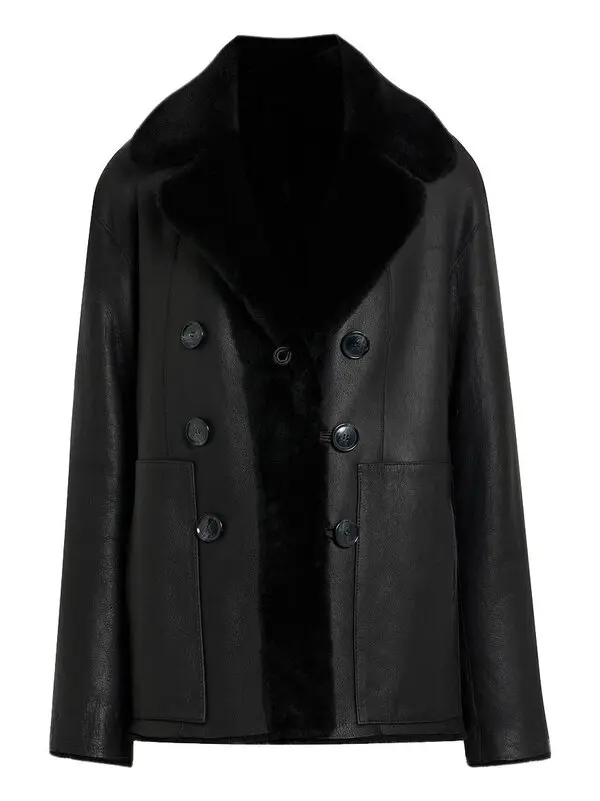 DOM GOOR Reversible Double-breasted Shearling Coat - Black