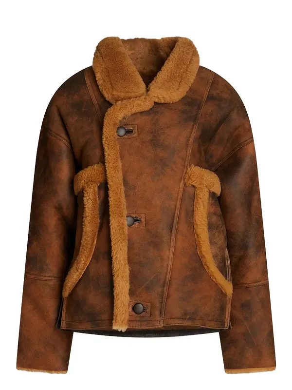 Sandro Shearling Jacket - Brown