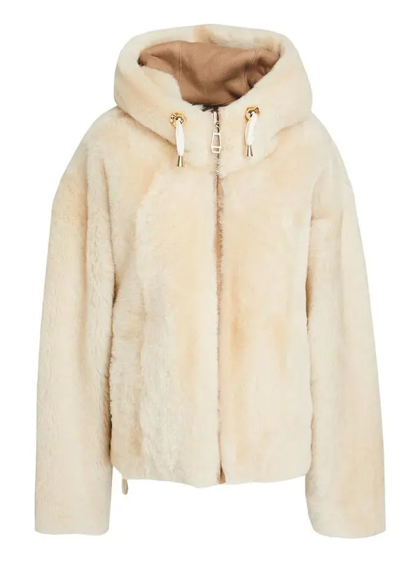 DOM GOOR Aviator Shearling Hooded Jacket - Cream