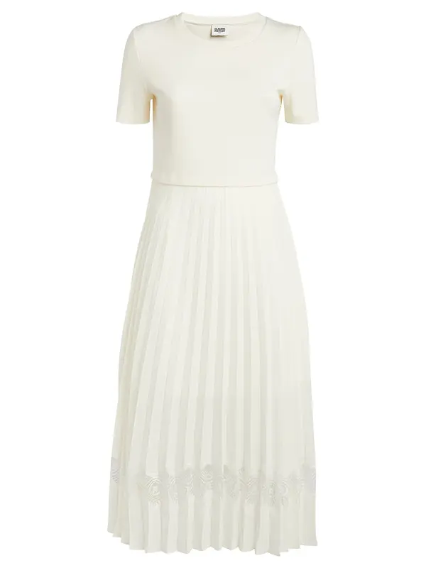 Claudie Pierlot Lace-trim Pleated Midi Dress - Nude