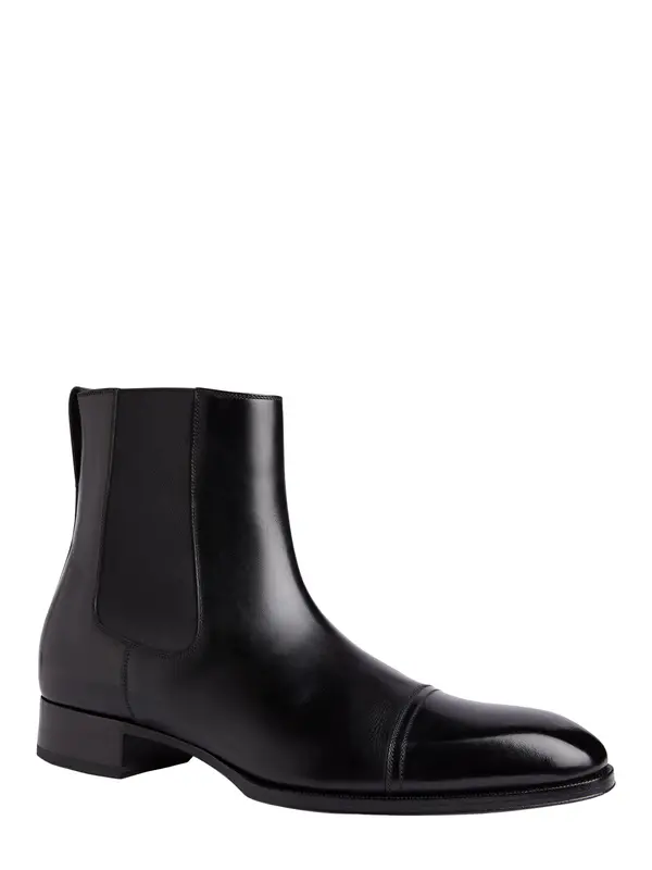 TOM FORD Patent Leather Chelsea Boots - Black