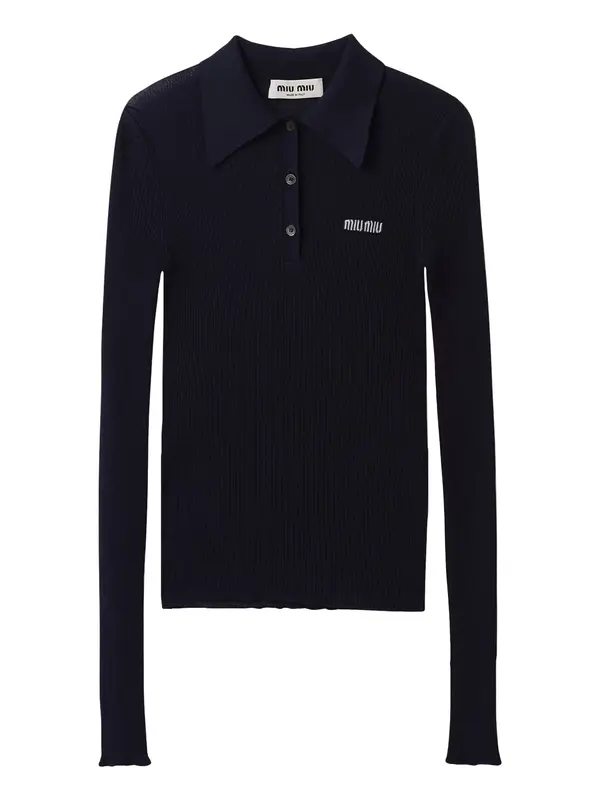 Miu Miu Cashmere And Silk Polo Shirt - Blue