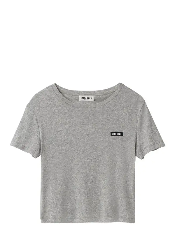 Miu Miu Cotton Logo T-shirt - Grey