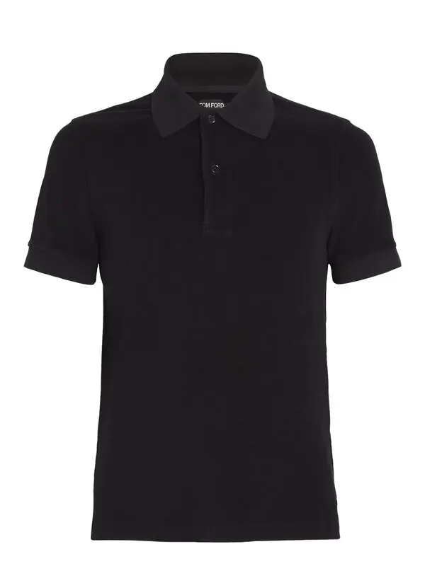 TOM FORD Towelling Polo Shirt - Black