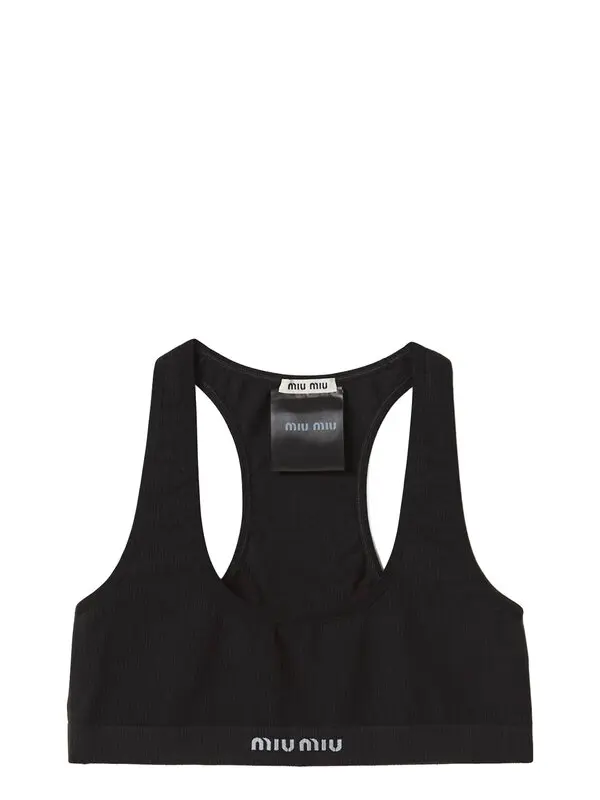 Miu Miu Seamless Racerback Crop Top - Black