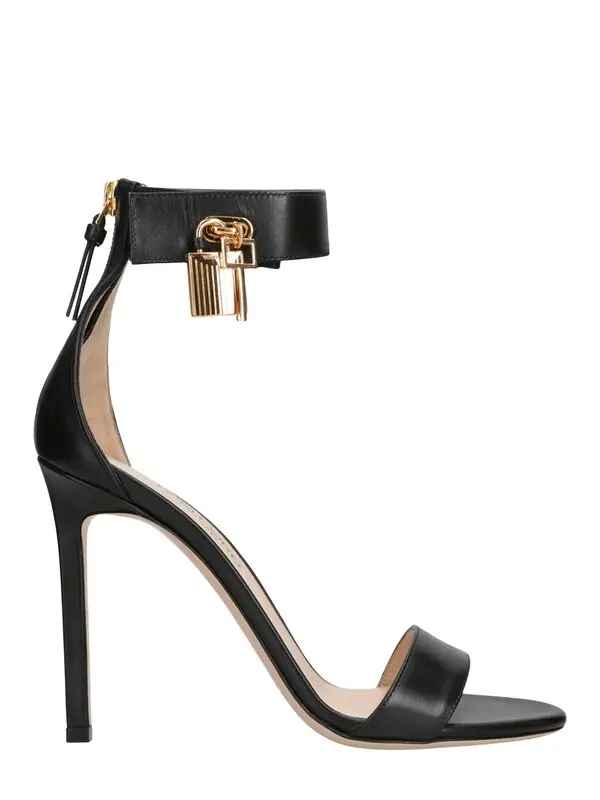 TOM FORD Leather Padlock Stiletto Sandals - Black