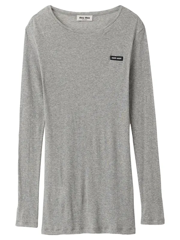 Miu Miu Ribbed Mini Dress - Grey