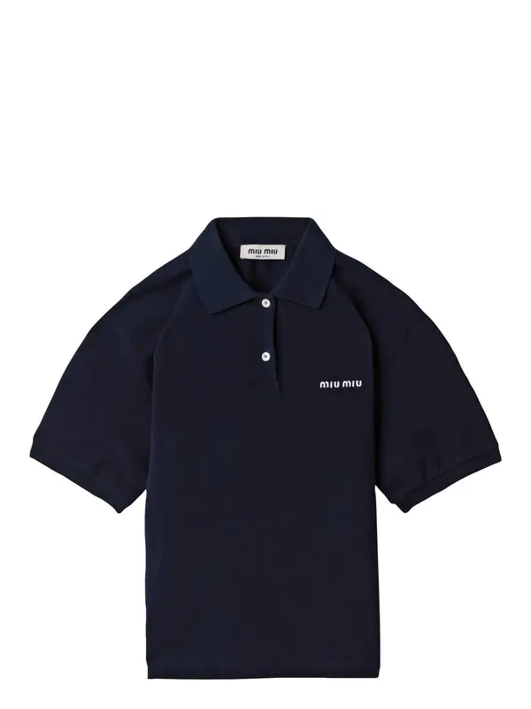 Miu Miu Cotton Logo Polo Shirt - Blue