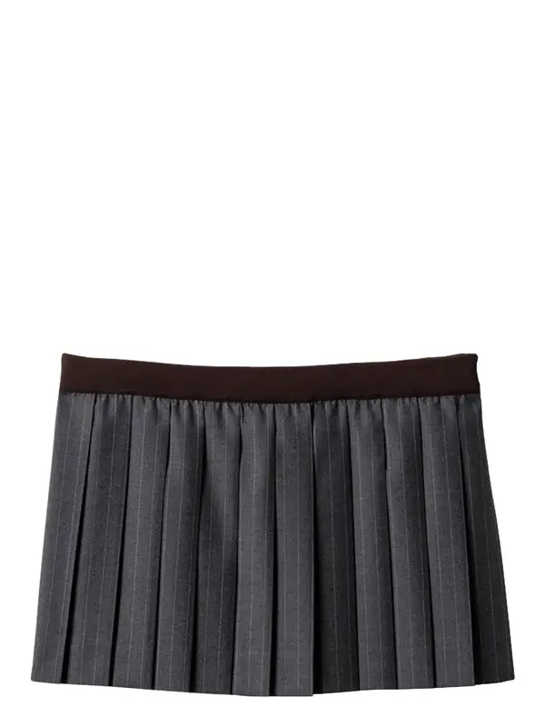 Miu Miu Wool Pleated Mini Skirt - Grey