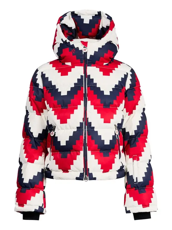 Perfect Moment Chevron Polar Flare Down Jacket - White-red