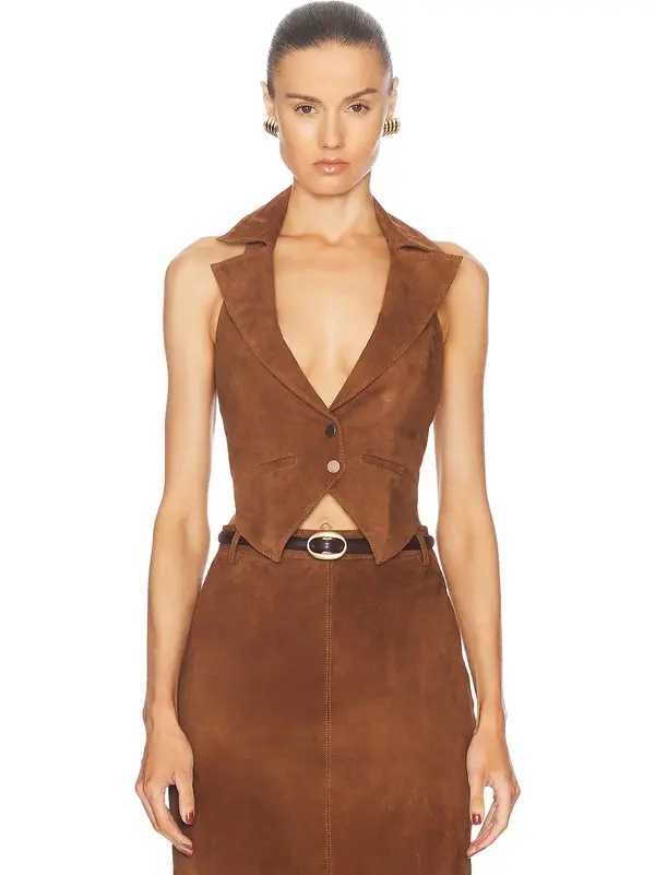 Retrofete Josephine Leather Vest - Cinnamon