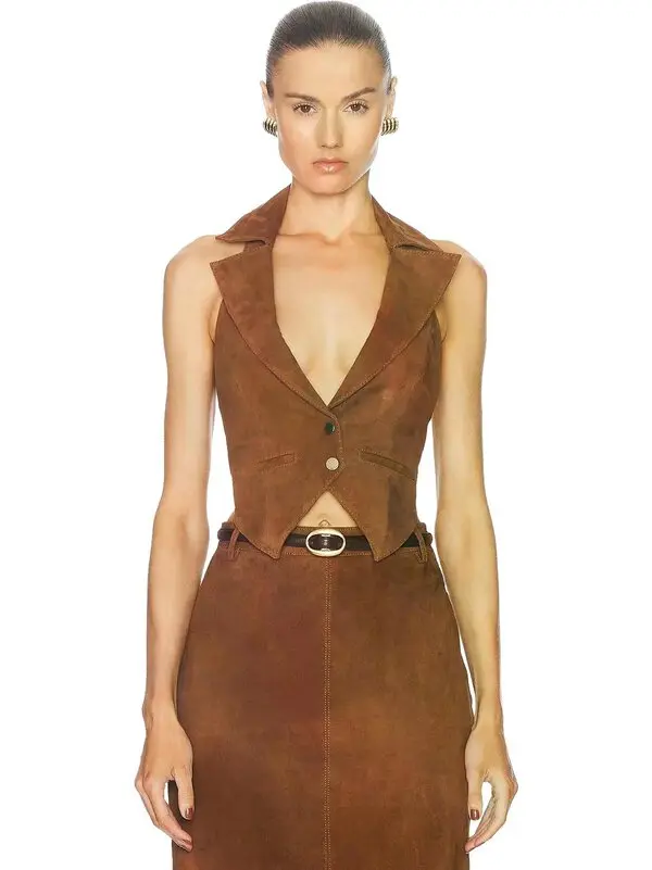 Retrofete Josephine Leather Vest - Cinnamon