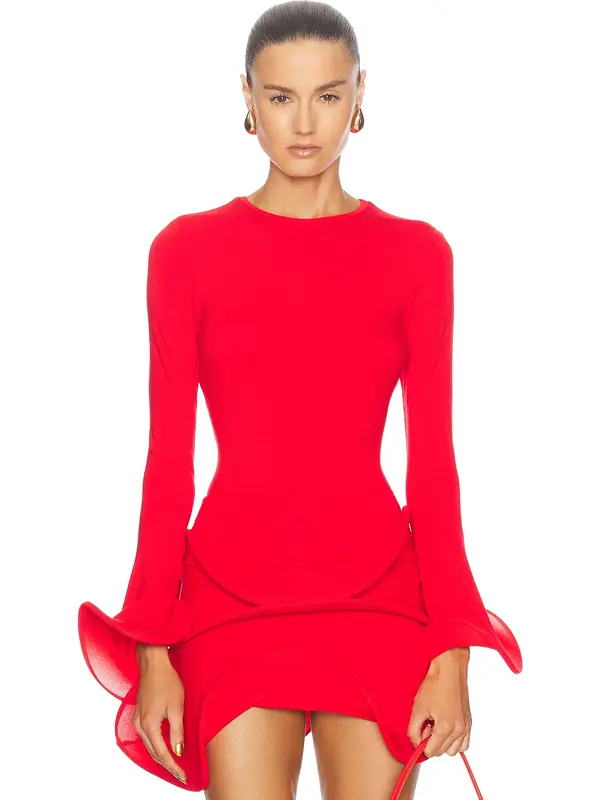 SID NEIGUM Wave Sleeve Top - Red