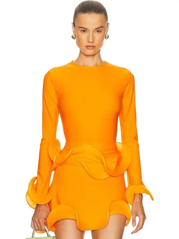 SID NEIGUM Wave Sleeve Top - Tangerine