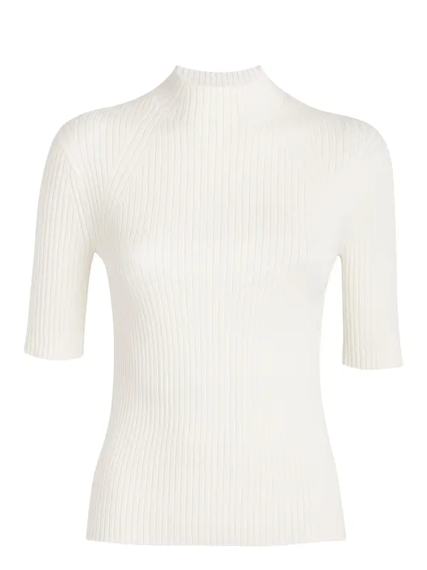 Maje Ribbed High-neck T-shirt - White