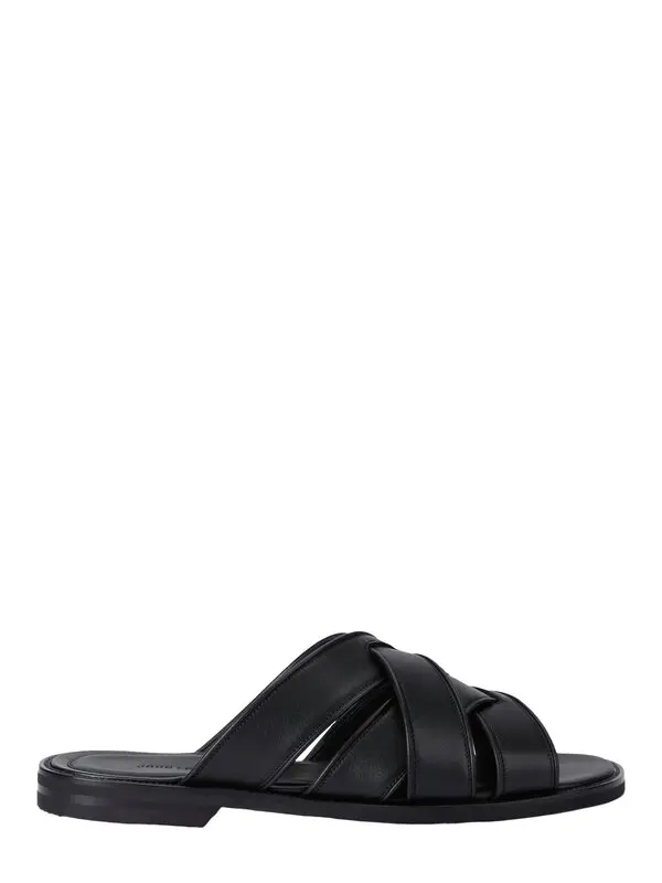 John Lobb Leather Samson Sandals - Black