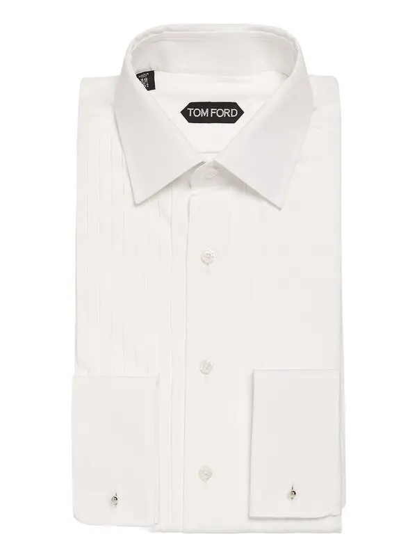 TOM FORD Cotton Pleated-front Evening Shirt - White