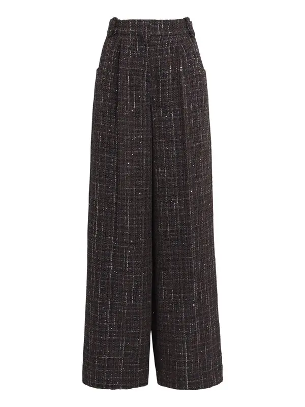 Maje Tweed Tailored Trousers - Brown