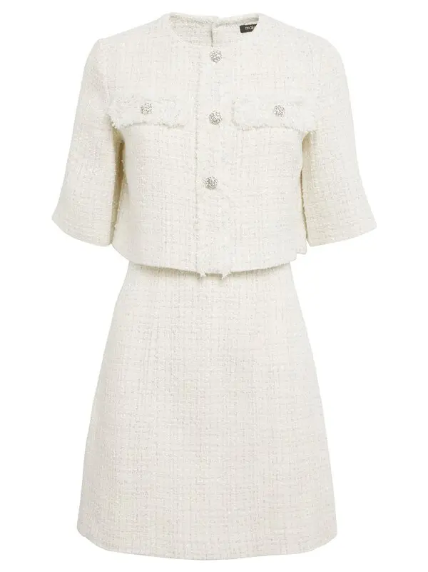Maje Tweed 2-in-1 Mini Dress - White