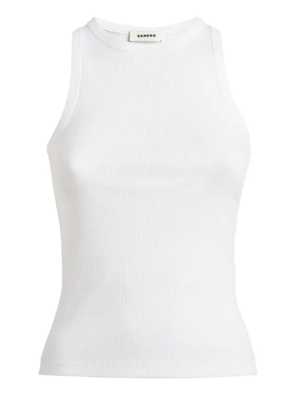 Sandro Ribbed Tank Top - Beige