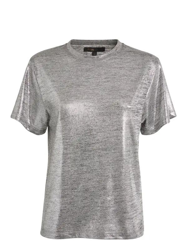 Maje Metallic Silver T-shirt - Black