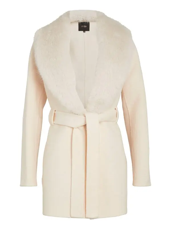Maje Wool-blend Wrap Coat - White