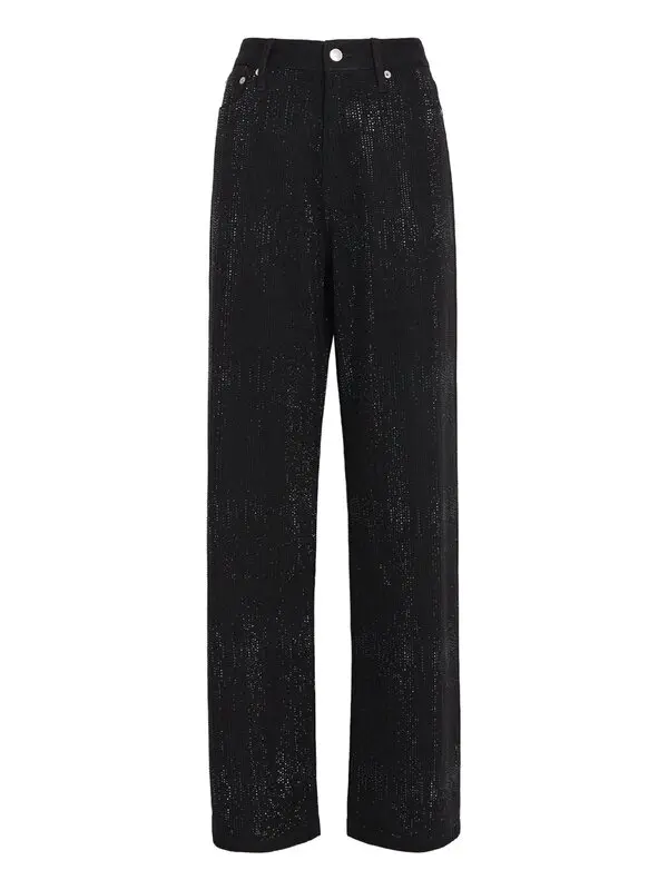 Maje Rhinestone-embellished Wide-leg Jeans - Black