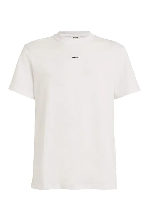 Sandro Cotton Logo T-shirt - Beige