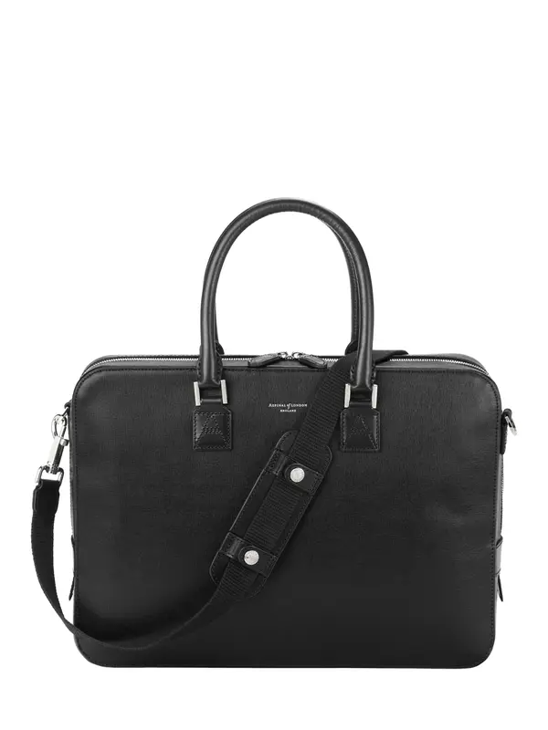 ASPINAL OF LONDON Leather Mount Street Briefcase - Black