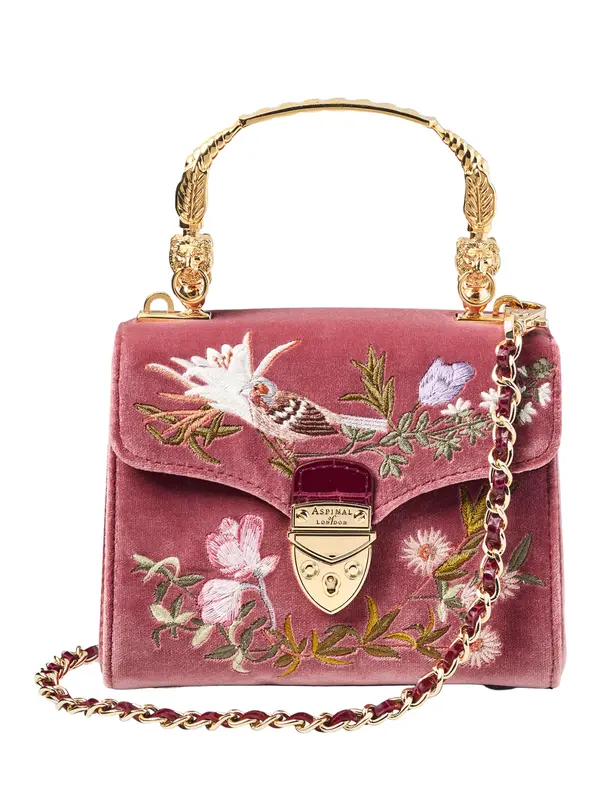 ASPINAL OF LONDON Mini Embroidered Mayfair Top-handle Bag - Pink