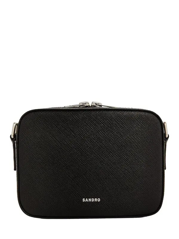 Sandro Saffiano Leather Cross-body Bag - Black