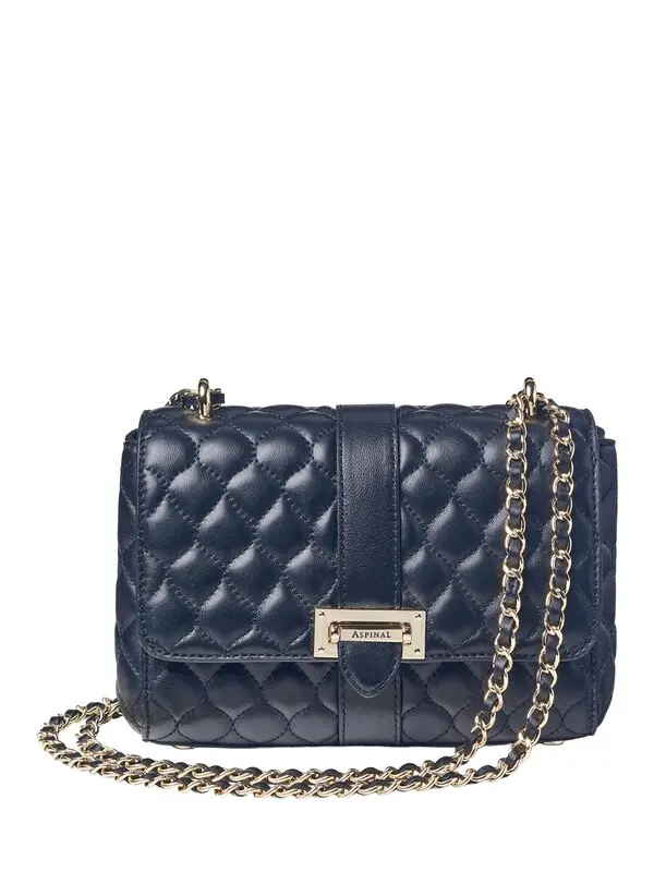 ASPINAL OF LONDON Leather Lottie Shoulder Bag - Navy