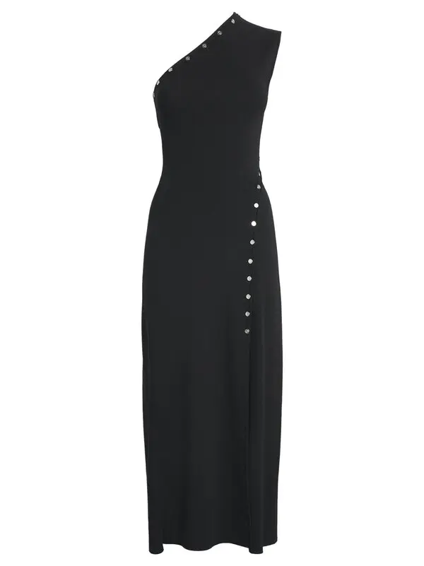 Maje Ribbed Press-stud Midi Dress - Black