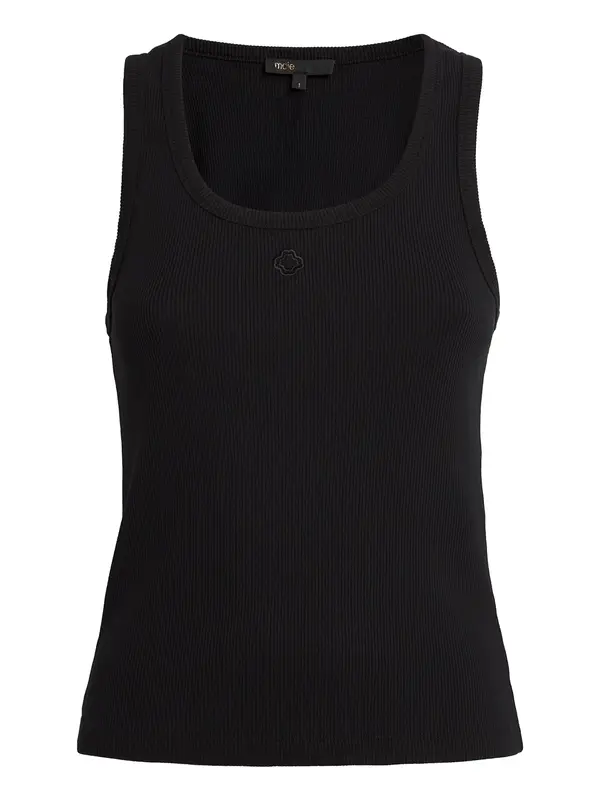 Maje Stretch-cotton Rib-knit Tank Top - Black