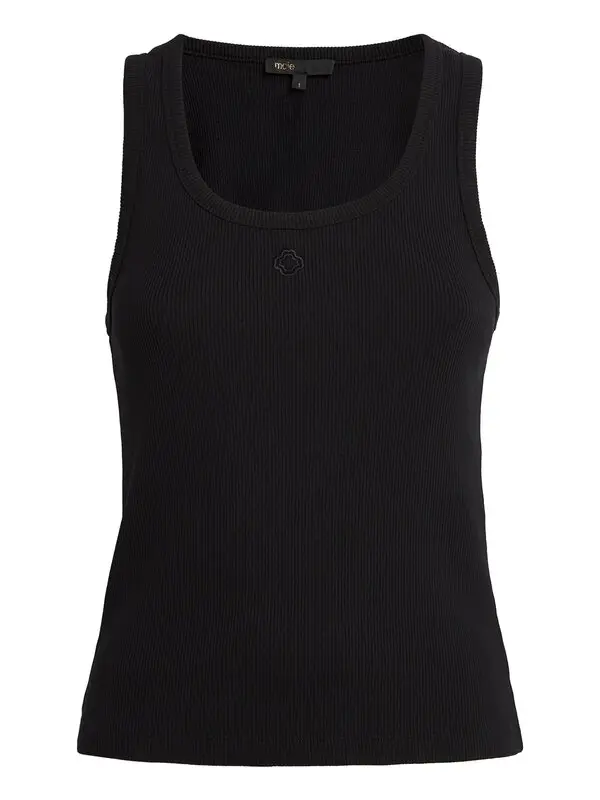 Maje Stretch-cotton Rib-knit Tank Top - Black