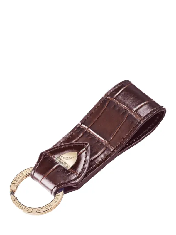 ASPINAL OF LONDON Croc-embossed Leather Loop Keyring - Brown
