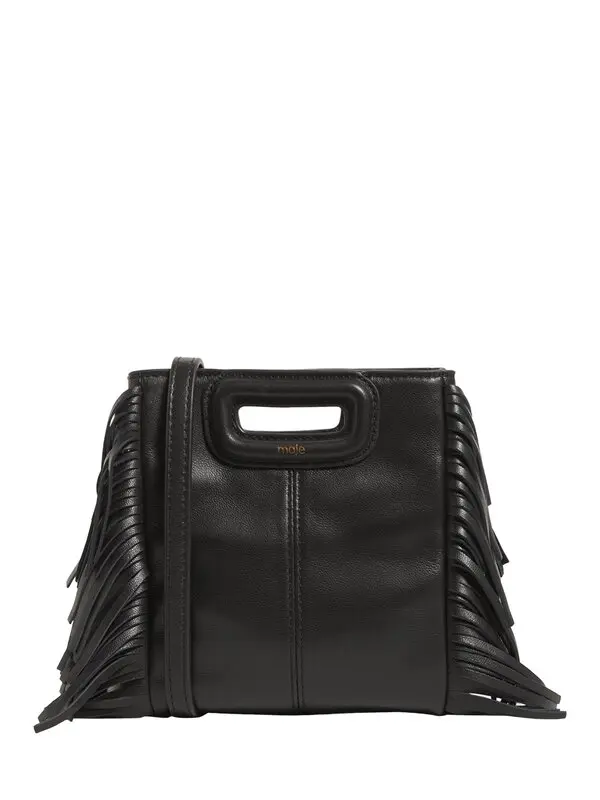 Maje Mini Leather 'm' Top-handle Bag - Black