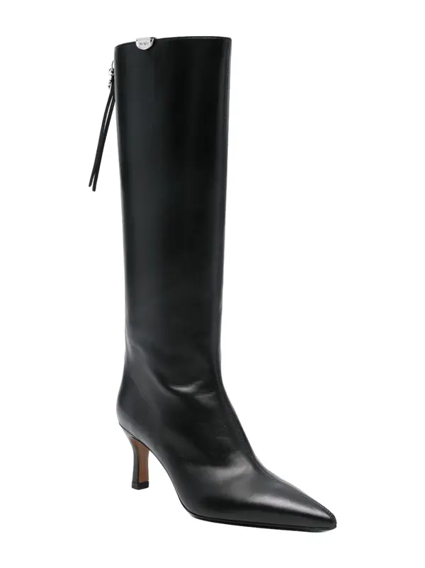 Maje 75mm Leather Boots - Black