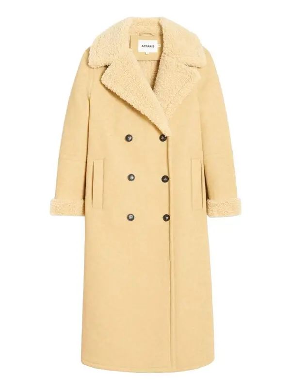 Apparis Simone Double-breasted Coat - Yellow