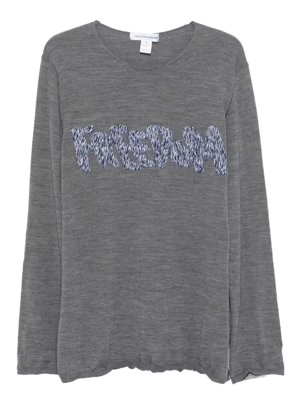Comme Des Garçons Freedom-embroidered Sweater - Grey