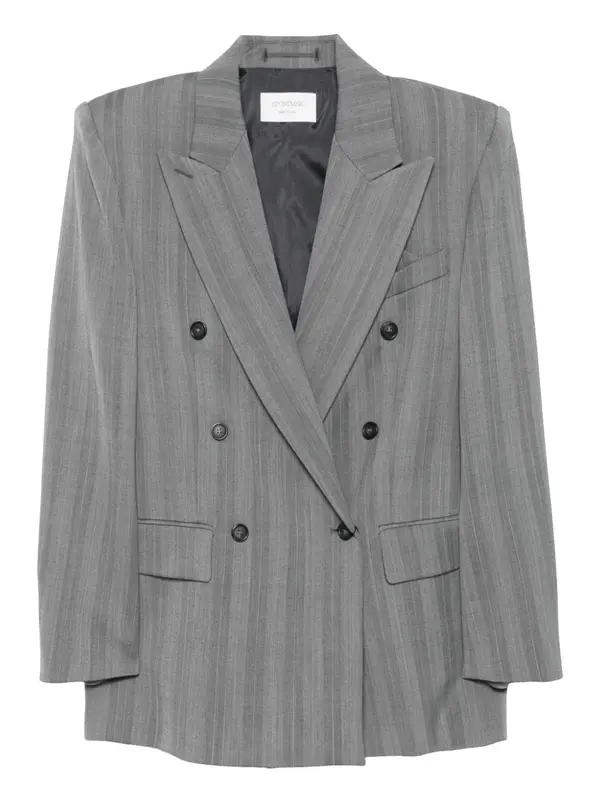 Sportmax Merlot Double-breasted Blazer - Grey