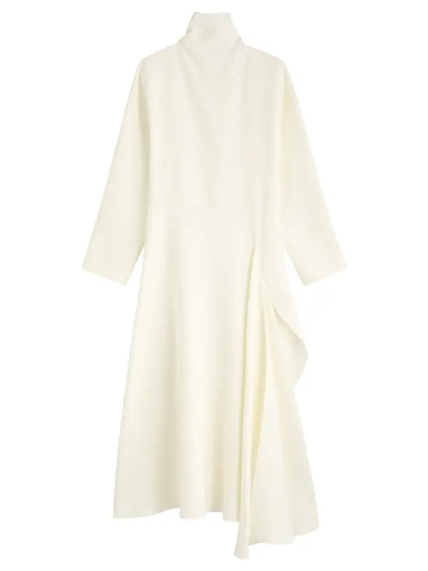 Alaïa Draped Asymmetric Silk-blend Midi Dress - Cream